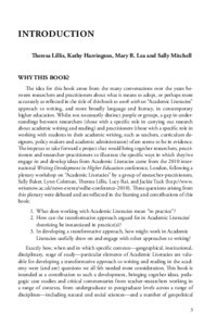 Introduction: Working with Academic Literacies | London Met Repository